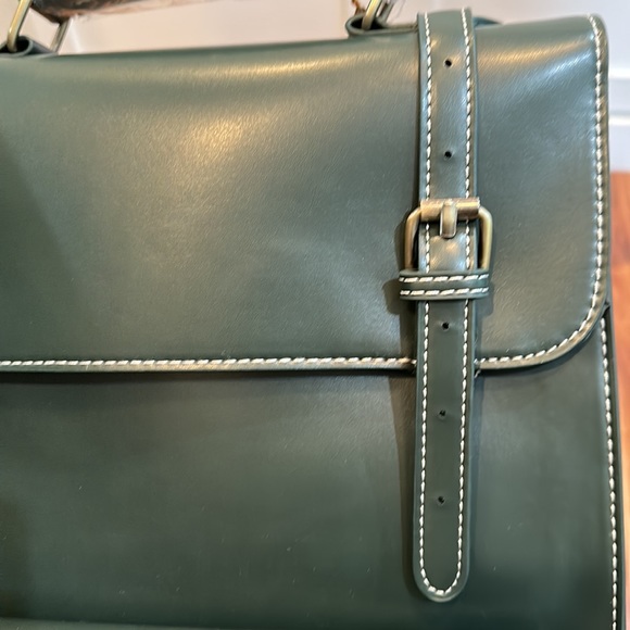 Bags | Beautiful Green Vegan Leather Laptop Bag | Poshmark